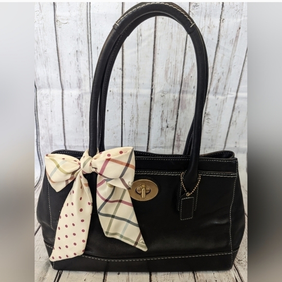 Coach | Bags | Coach Madeline Black Leather Shoulder Tote Bag With ...